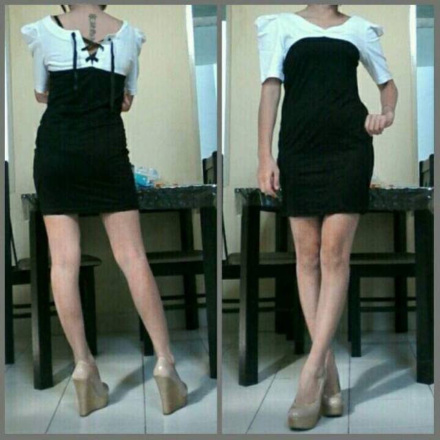 Jual Dress mini hitam putih | Shopee Indonesia