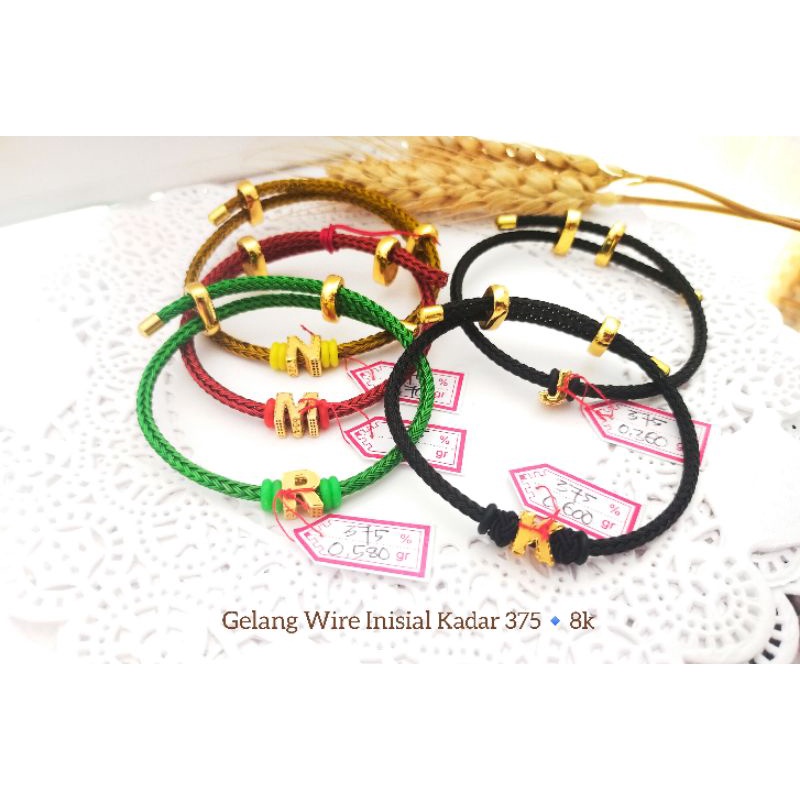 Jual GELANG ALFABET EMAS ASLI VARIASI TALI KADAR 375 (8K) | Shopee ...