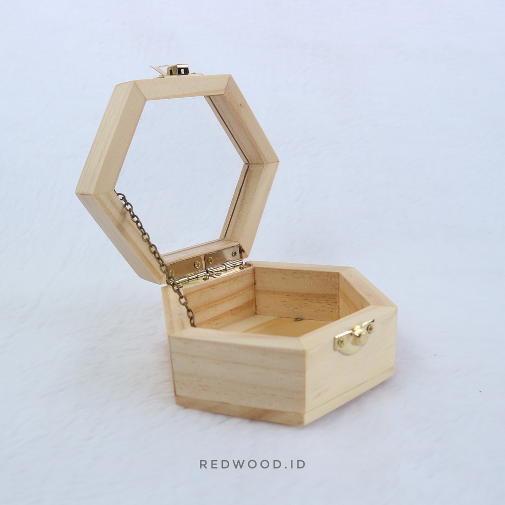 Jual KOTAK KAYU RINGBOX NATURAL WOOD - HEXA BOX ACRILIC 11X11X5 ...