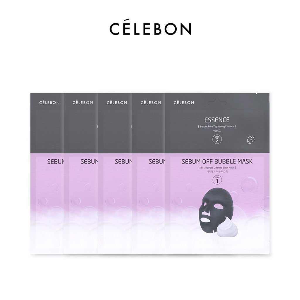 Jual CELEBON Bundle 2 Step Sebum Off Bubble Mask + Essence (5pcs ...