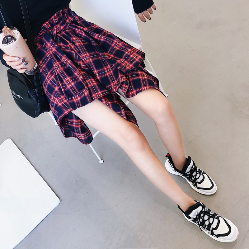 Jual Rok Wanita A Line Abstrak Rok Kemeja Kotak-Kotak Macam-Macam motif ...