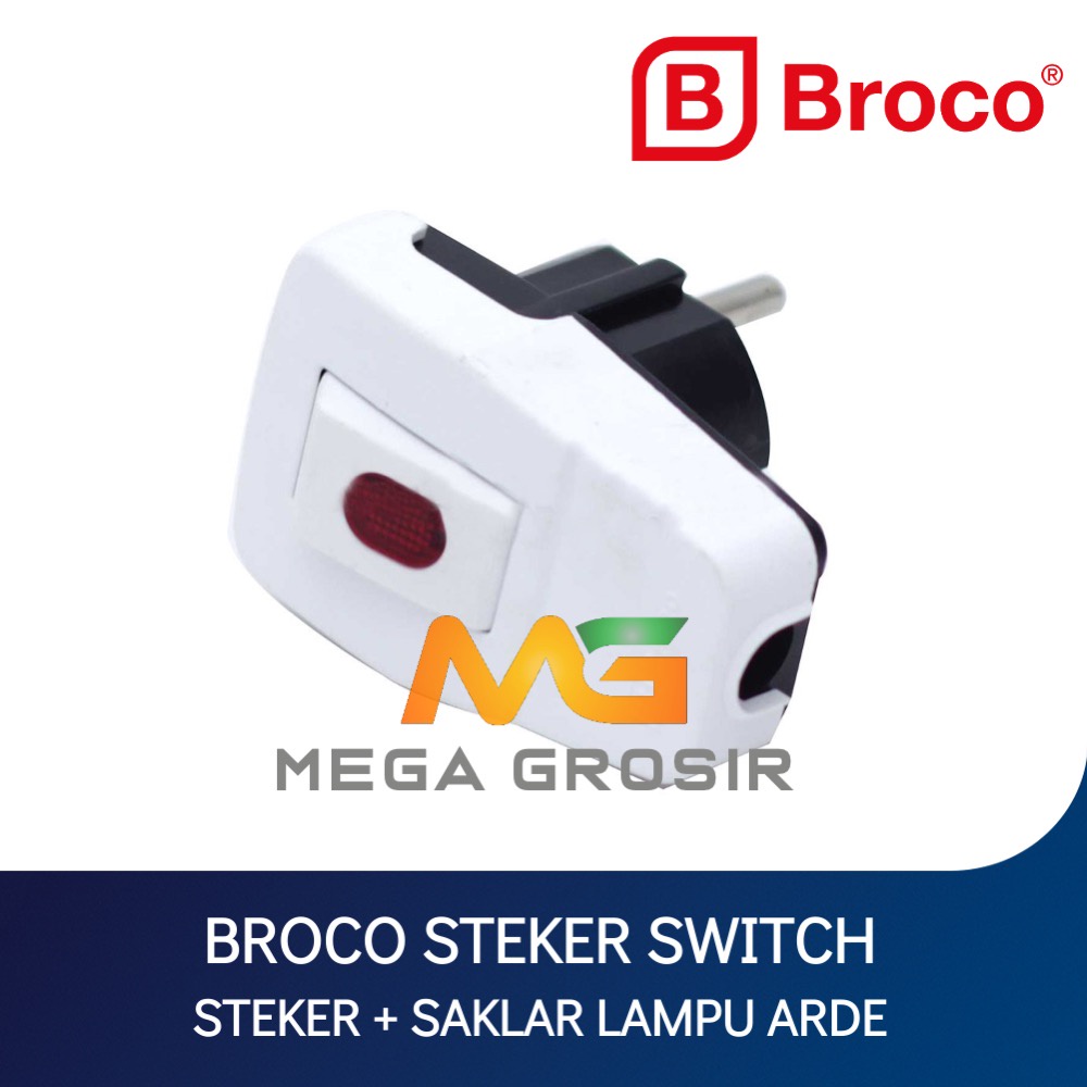 Jual Steker Saklar BROCO Putih - Colokan Lampu Arde Plug + Switch 13311 ...