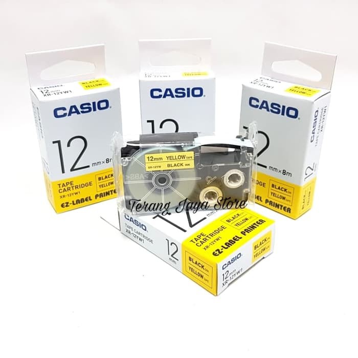 Jual Casio EZ-Label Printer Black Ink Yellow XR-12YW1/Label Casio 12MM ...