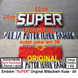 Jual emblem original lambang logo tulisan super untuk mitsubishi kuda ...