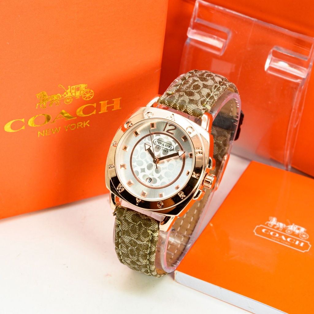 Jual PREMIUM !! Jam tangan wanita COACH Kulit - Tanggal aktif - Free ...