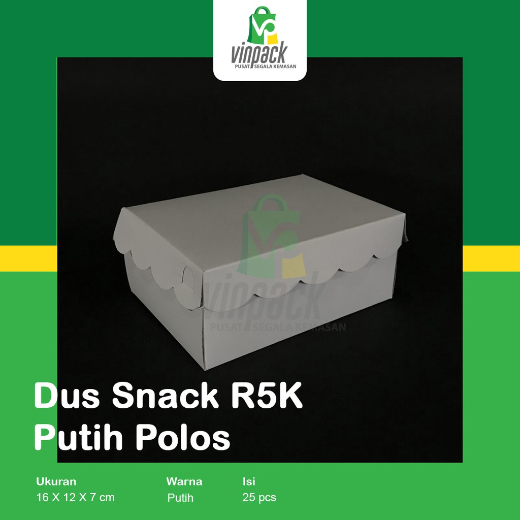 Jual Box Jajan/ Dus putih R5K/ Dus Kue Putih Polos/ Box Snack Putih R5K ...
