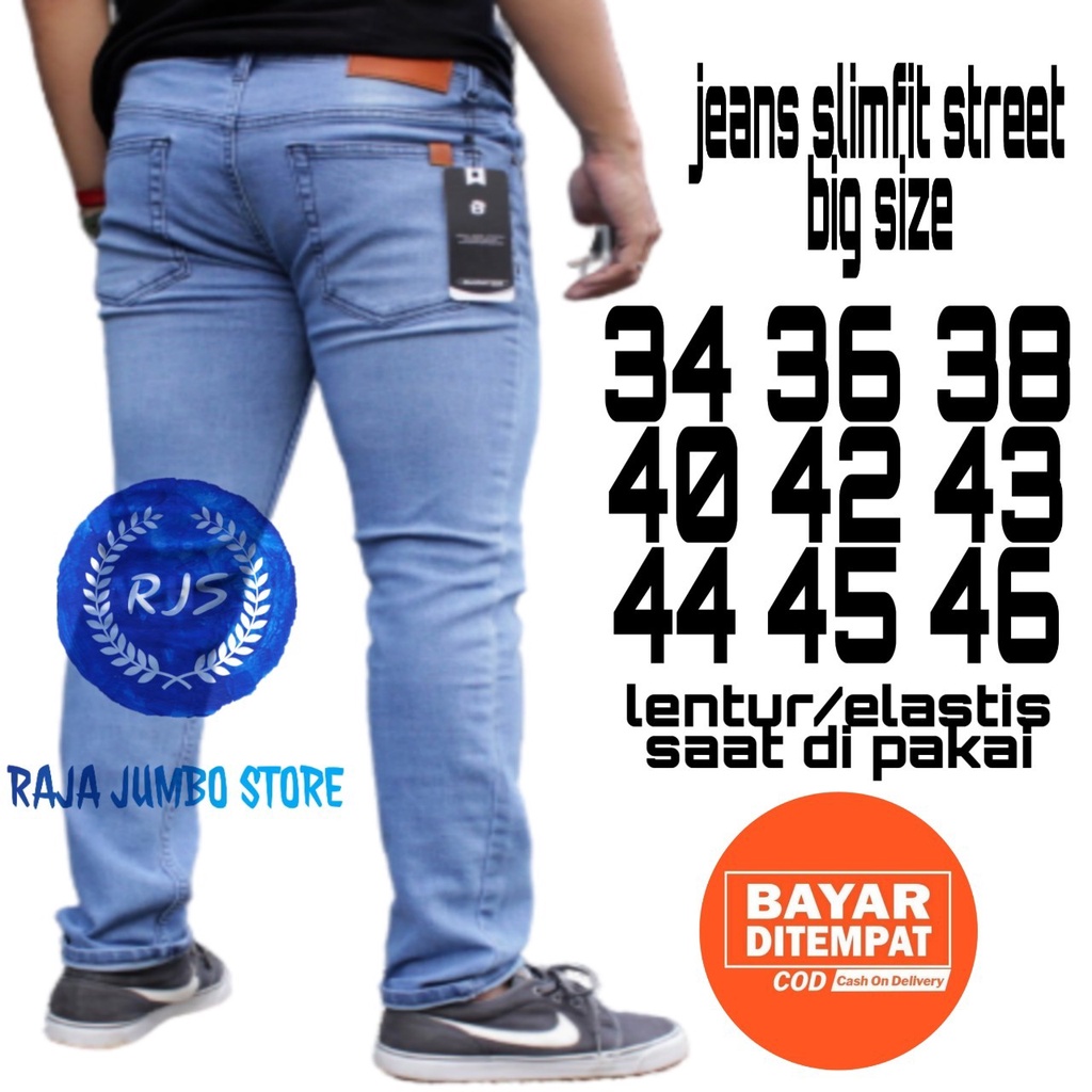 Jual RAJA JUMBO STORE/Celana Jeans Pria Jumbo Slimfit Jeans Premium Original Big Size BOMBSTONE ...