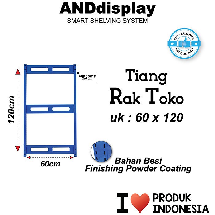 Jual TIANG RAK TOKO T.120CM X L.60CM RAK GUDANG BESI SUPERMARKET ...