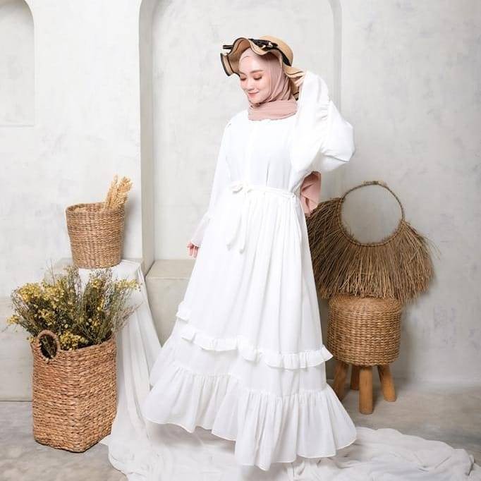 Jual Be.gracious-Summer Dress / DRESS MUSLIM ceruty busui / gamis putih ...