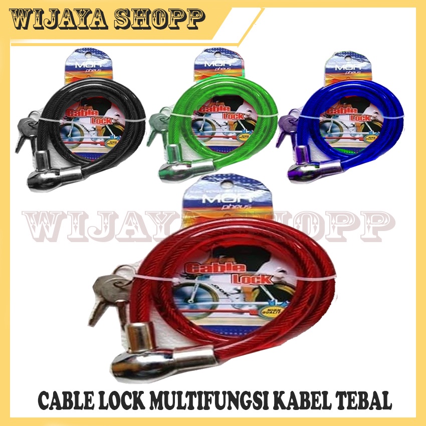 Jual Kunci Gembok Sepeda Helm Cable Lock Panjang 70Cm With Kunci ...