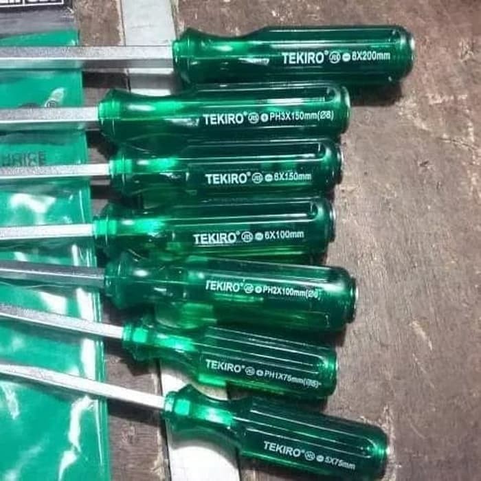 Jual Tekiro obeng ketok tembus set 7 pcs hijau / obeng go thru ...