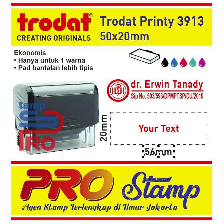 Jual Stempel Warna Otomatis Custom Design Logo & Nama - Trodat Printy 3913 | Shopee Indonesia