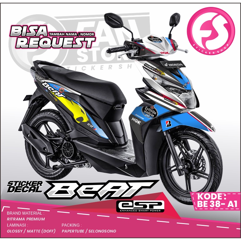 Jual STIKER DECAL FULL BODY - MOTOR BEAT ESP BIRU - BE | Shopee Indonesia