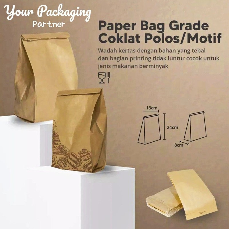 Jual (Isi 100) Kemasan Kantong Kertas Paper Bag Grade Kantong Kertas ...