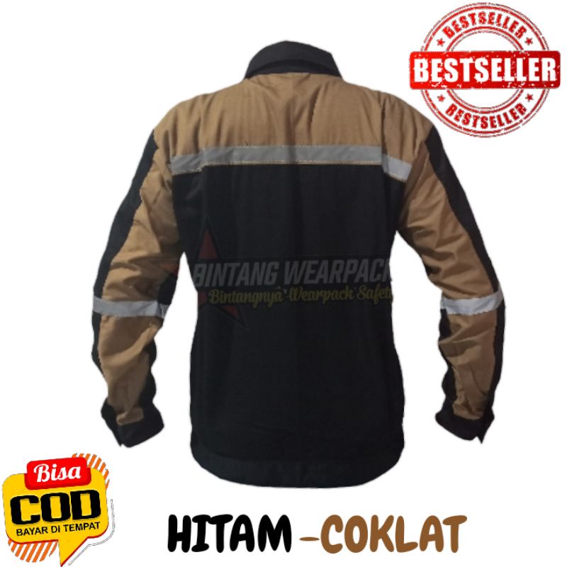 Jual Werpack safety Atasan/pakaian kerja/Baju Proyek K3 Warna HITAM ...