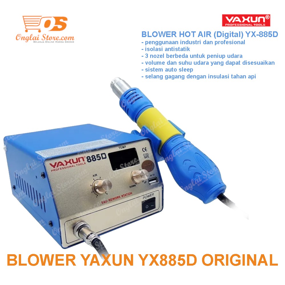 Jual Solder Uap Hot Air Station Blower YAXUN YX885D ORIGINAL | Shopee Indonesia