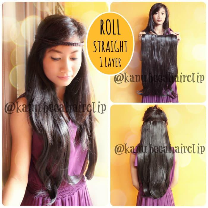 Jual Promo hair clip big layer curly / lurus ( 1 layer) rambut palsu ...