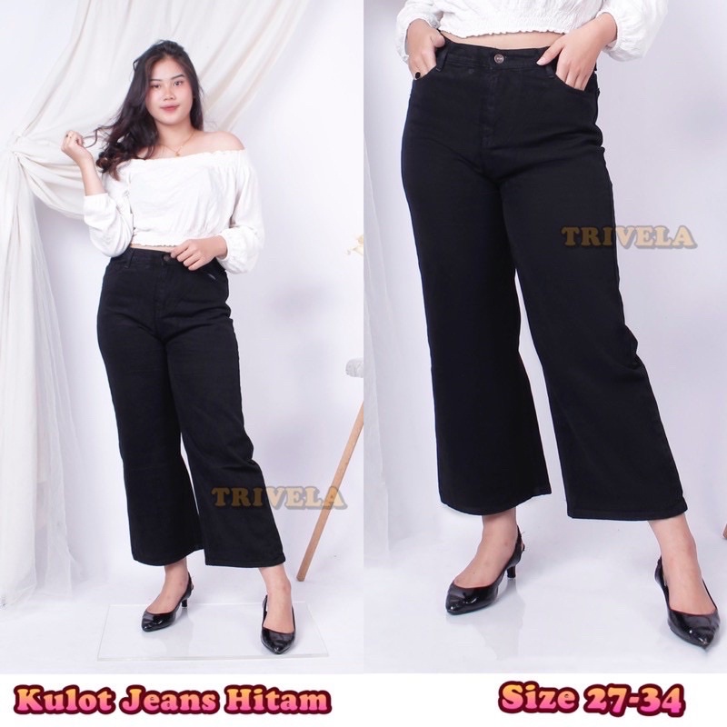 Jual KULOT JEANS JUMBO HITAM / PLAINKULOT | Shopee Indonesia