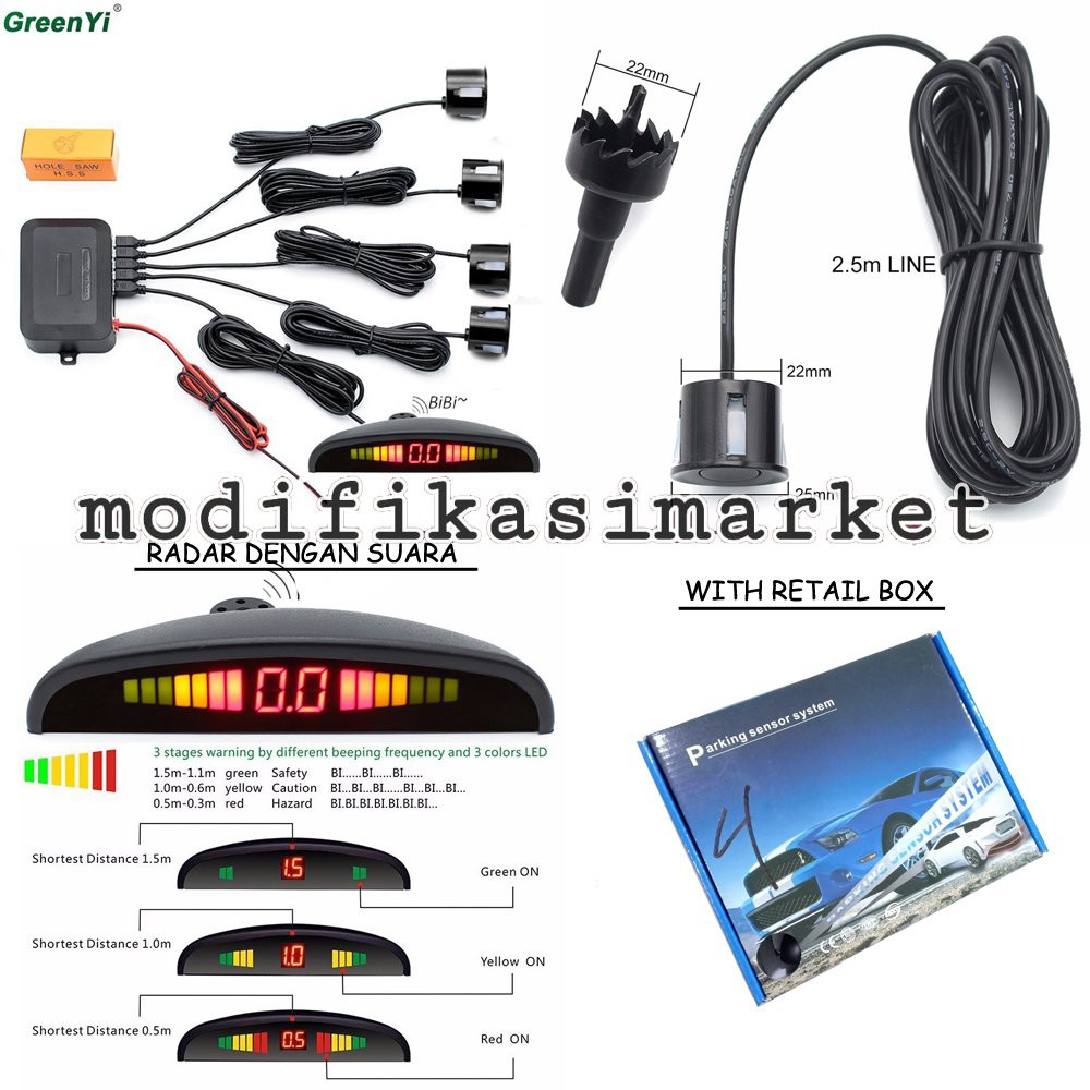 Jual SENSOR PARKIR MUNDUR MOBIL 4 TITIK HIGH QUALITY Murah | Shopee ...