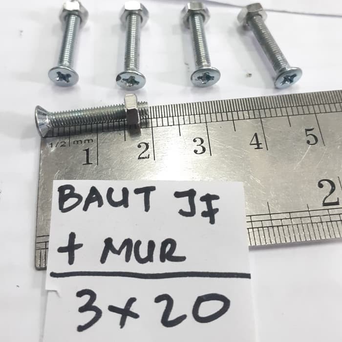 Jual Baut Putih 3x20 + Mur Baut JF3x20 Kepala Obeng M3x20 M3 x 20 per 10pcs | Shopee Indonesia