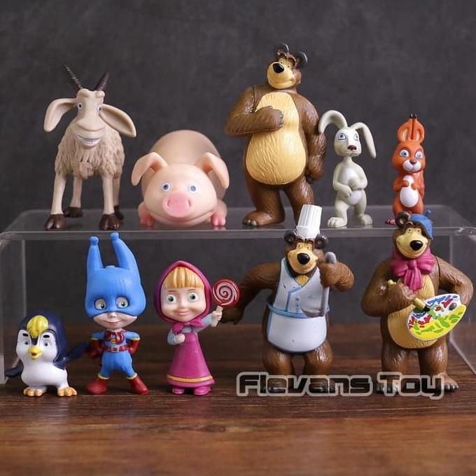 Jual Harga Murah Marsha And The Bear Figure Set 10 / Topper Cake ...