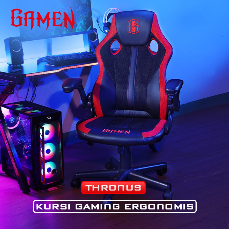 Jual GAMEN Gaming Chair Thronus Black + Red | Kursi Gaming Premium ...