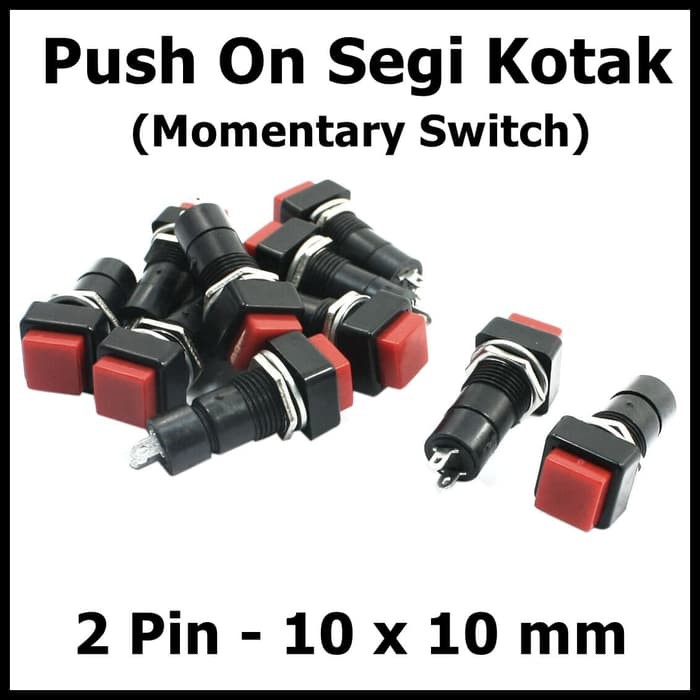 Jual Saklar Push On Segi Kotak Merah Tombol Switch Model Kotak 10 x 10 ...