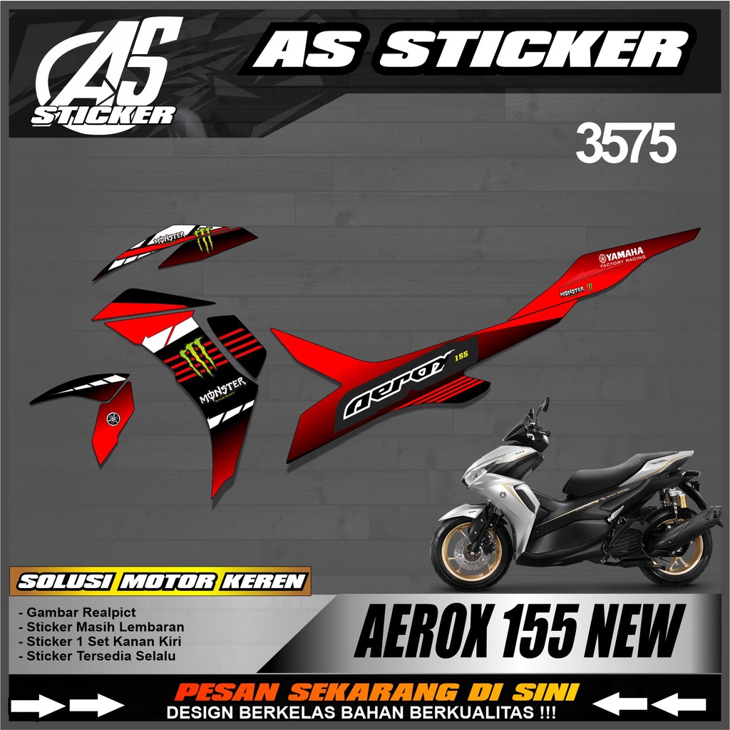 Jual 3575a STICKER STRIPING MOTOR YAMAHA AEROX 155 NEW SEMIFULL STIKER ...
