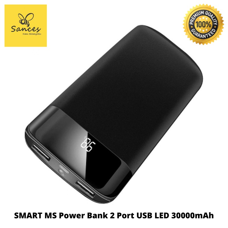 Jual Smart Power Bank 2 Port USB LED 30000mAh Black | Shopee Indonesia