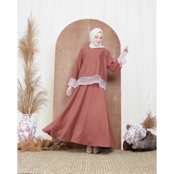Jual abaya- nafashakila calea set abaya muslim merah bata - dress ...