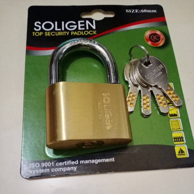 Jual Gembok SOLIGEN Top Security Padlock 60mm 60 mmLeher Pendek ...