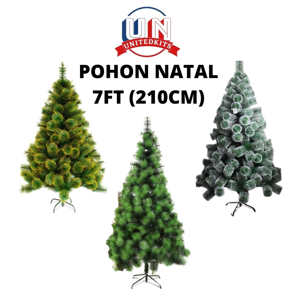 Jual POHON NATAL 210 CM 7 FT JARUM EMAS / POLOS / SALJU UKURAN ...