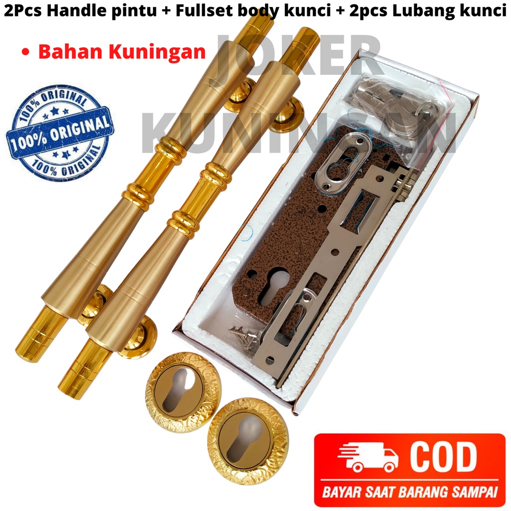 Jual PROMO Handle pintu rumah tarikan pintu rumah kuningan motif bambu ...