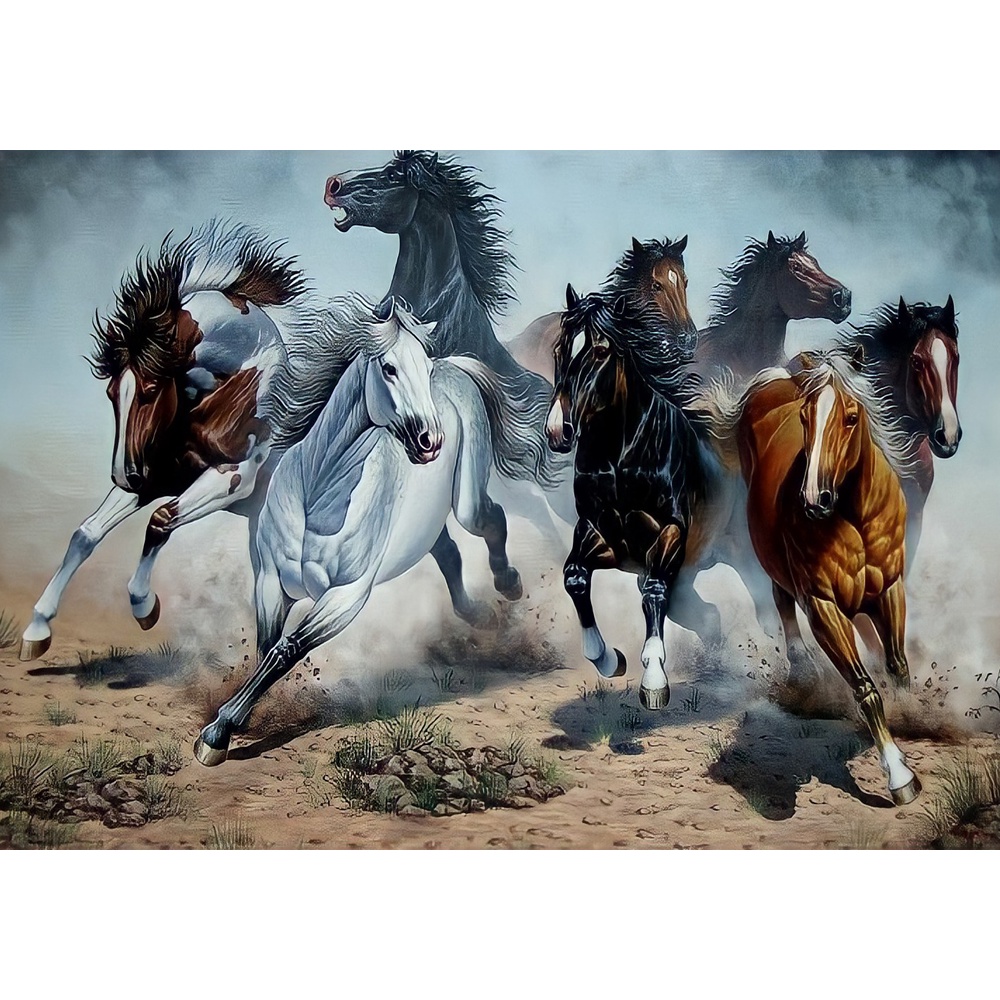 Jual Lukisan Poster Cetak BIG JUMBO Foto Kuda 8 ekor Ukuran Besar 100 x ...