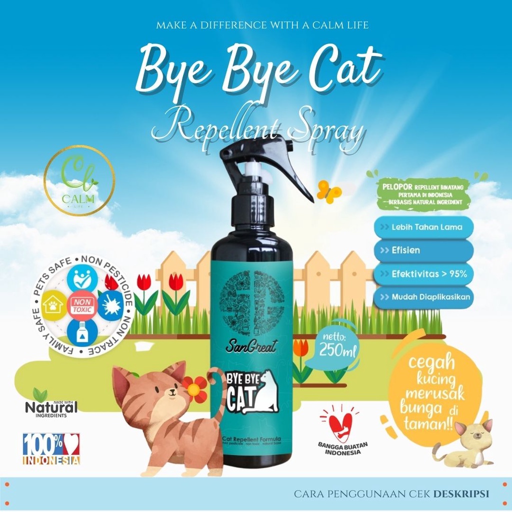 Jual Alat pengusir kucing spray 250 ml indoor dan outdoor bye bye cat ...