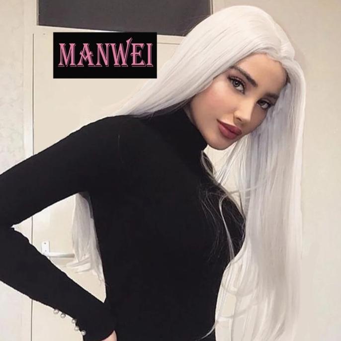 Jual Wig Rambut Palsu Wanita Model Panjang Lurus Warna Putih Cosplay ...