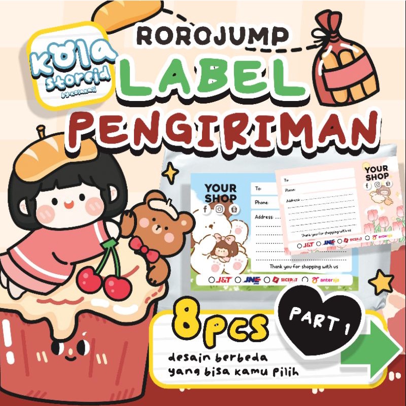 Jual ʕ·ᴥ·ʔ KOLAKALI • STIKER LABEL PENGIRIMAN ROROJUMP SERIES PART 1 ...