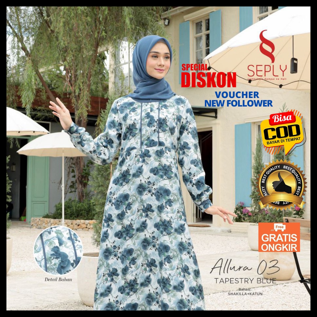 Jual Baju Dress Gamis Seply Dewasa dan Remaja Allura 03 Motif Bunga ...