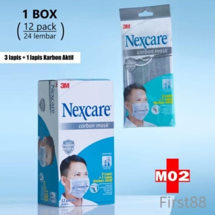 Jual Masker 3M Nexcare Extra Carbon Mask 4 Ply - 1 Box isi 24 pcs ...