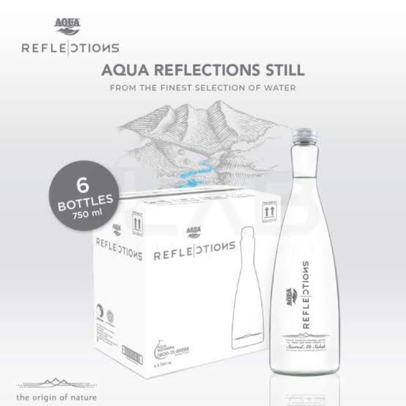 Jual AQUA REFLECTION STILL (NATURAL) MINERAL WATER 750ml x 6 Botol ...