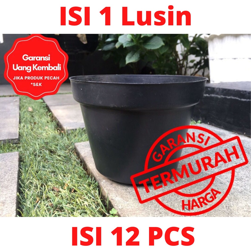 Jual LUSINAN Pot Bunga Murah /Pot Tanaman /Pot Plastik uk 15 CM Hitam ...
