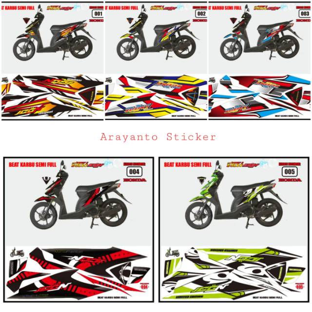 Jual Sticker Decal Striping Beat Karbu SemiFullbody Variasi Rz 001 ...