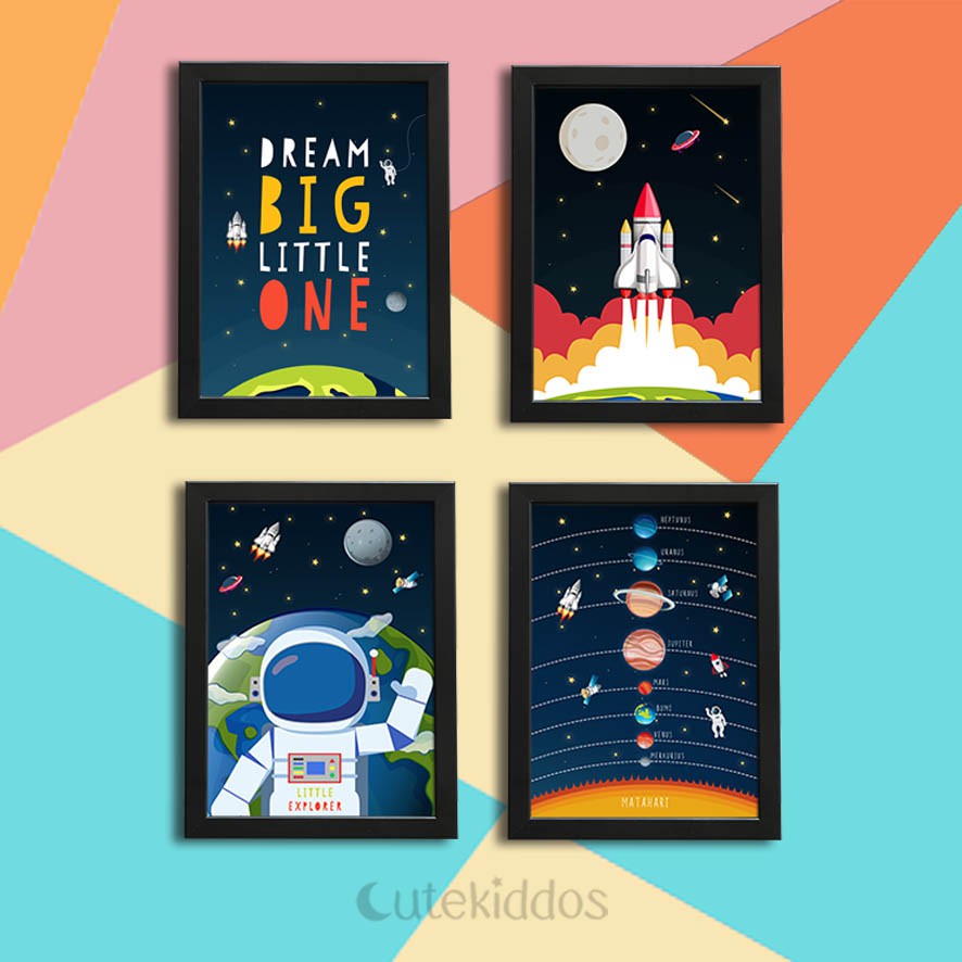 Jual Paket 4 pcs Hiasan Dinding Astronaut Solar System Roket Luang ...