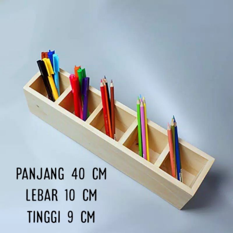 Jual rak pensil kayu / tempat pensil kayu / rak pensil / kotak pensil ...