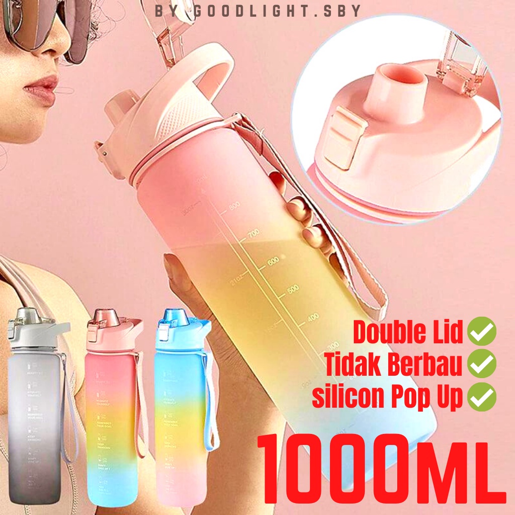 Jual Botol Minum Viral 1Liter 1000ML - Botol Minum Gym - Botol Minum ...