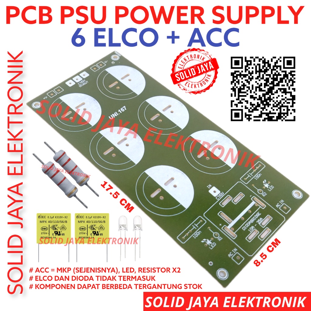Jual PCB PSU 6 ELCO CAPASITOR KAPASITOR ELKO 6ELCO 6ELKO POWER SUPLY ...