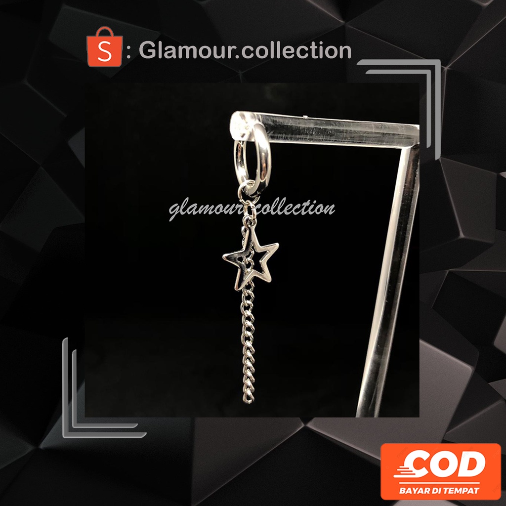 Jual [COD] 1 Pcs Anting Tindik Telinga Bulat Bandul Rantai Bintang ...