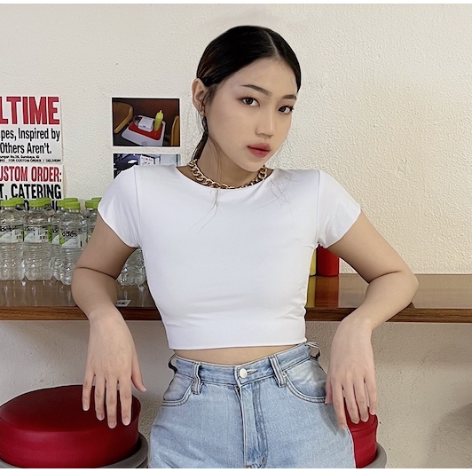 Jual Modavie Liv Crop Top Baju Wanita Crop Top Korea Crop Tee