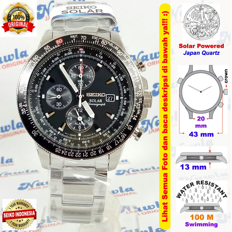 Jual Seiko Solar SSC009P1 Chronograph Black Dial | Jam Pria SSC009 ...