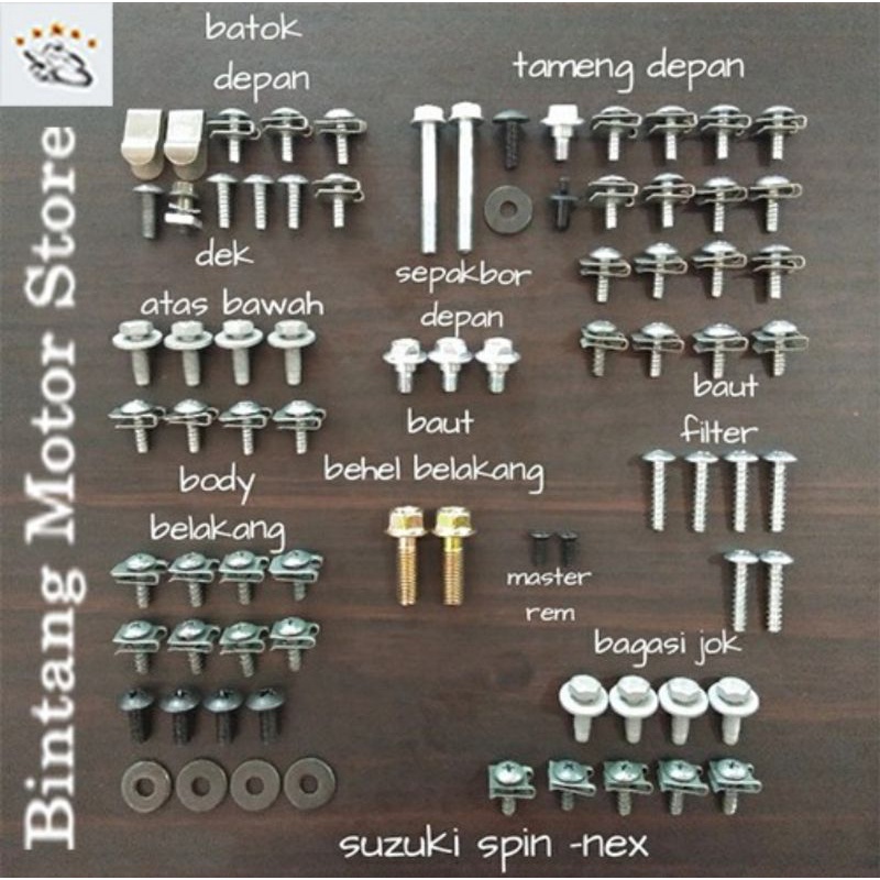Jual Full Set Baut Full Body Motor Suzuki Spin & Suzuki Nex Lengkap ...